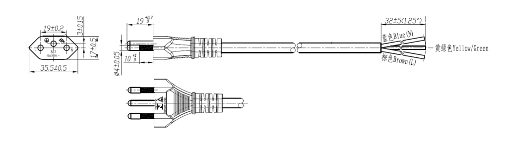 Brazil Power Cords | MEGA ELECTRONICS, INC.