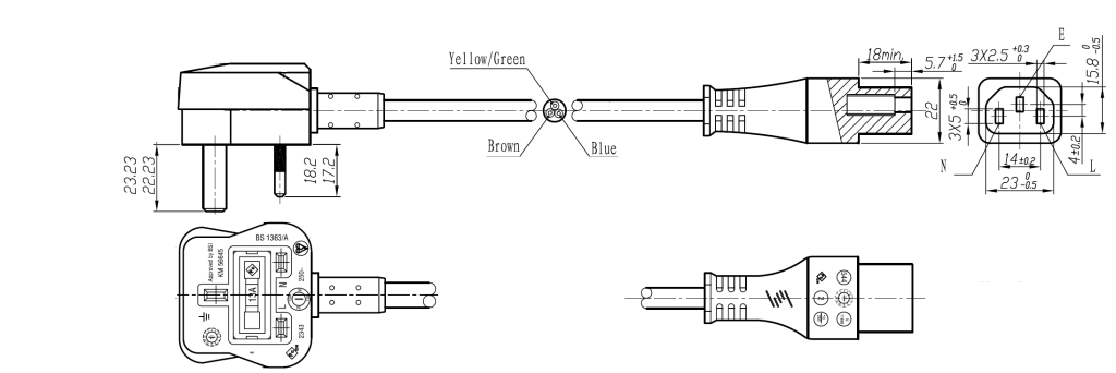 United Kingdom Power Cords | MEGA ELECTRONICS, INC.