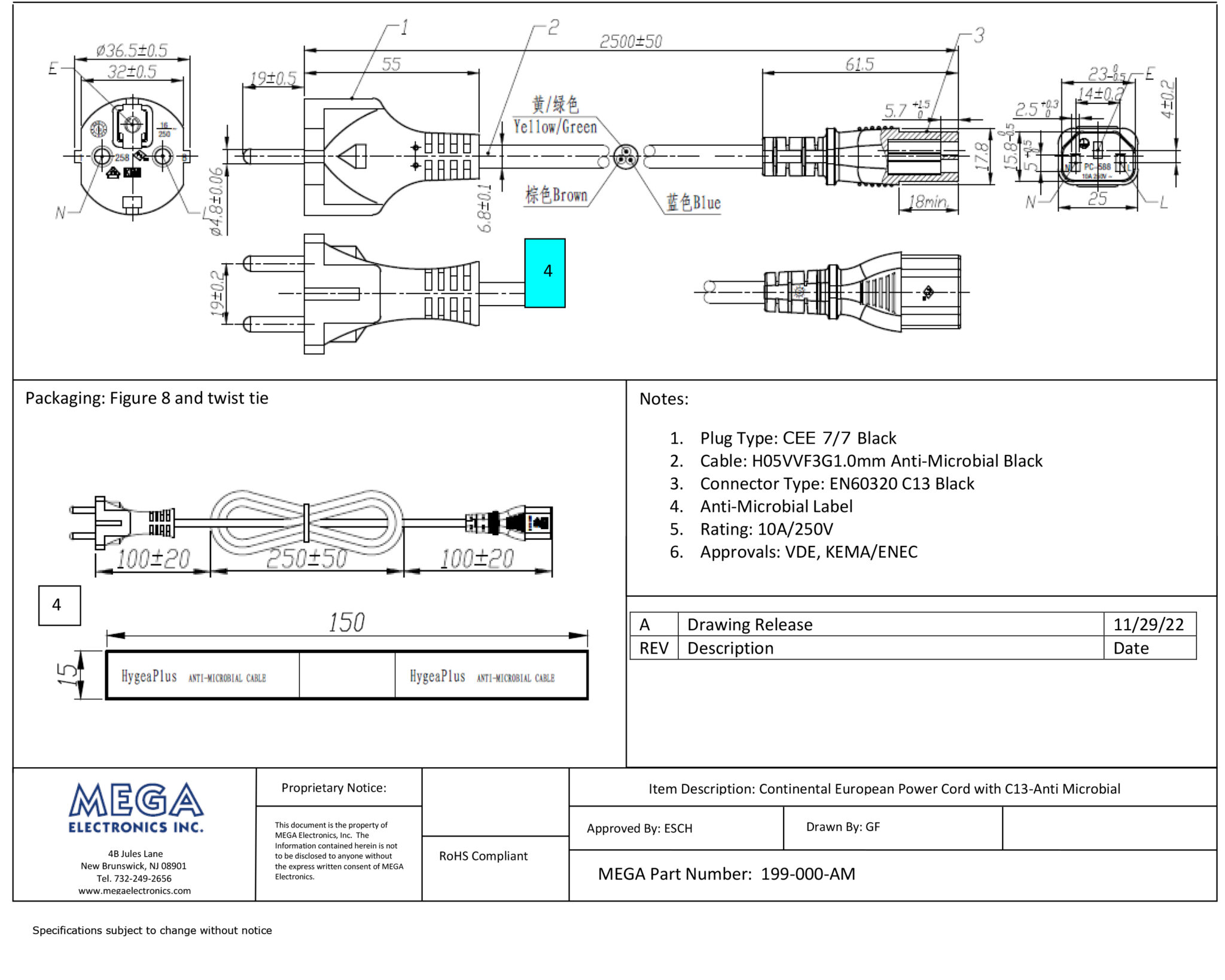 Anti Microbial Power Cords | MEGA ELECTRONICS, INC.