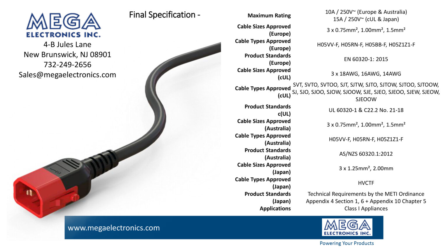 C14 Dual Locking Cord | MEGA ELECTRONICS, INC.
